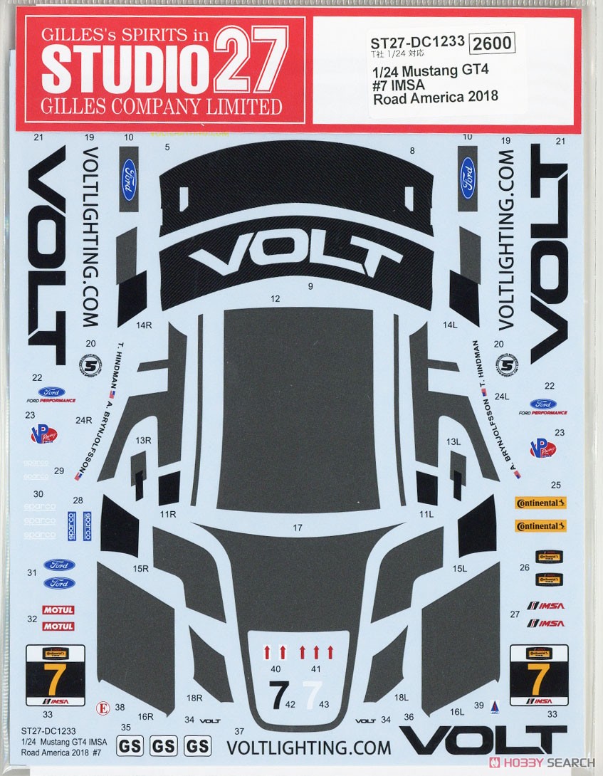1:24 Mustang GT4 #7 IMSA Road America 2018 VOLT RACING