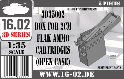1:35 Box for 2cm Flak Ammo Cartridges (open case)