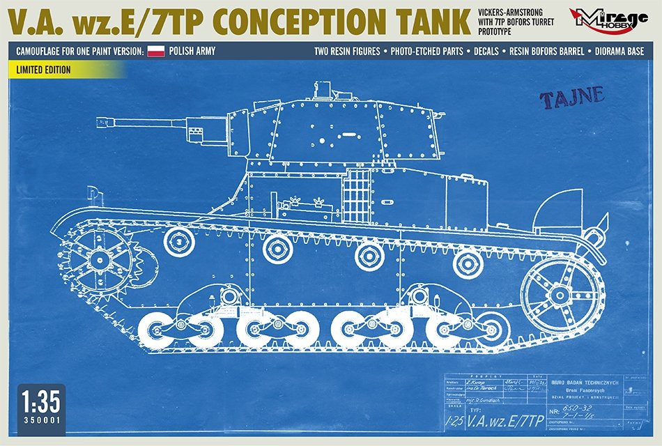 1:35 V.A. wz.E/7TP CONCEPTION TANK VICKERS-ARMSTRONG WITH 7TP BOFORS ...