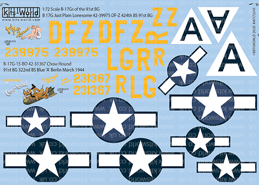 1:72 Scale Boeing B-17G Flying Fortress Decal Sheet