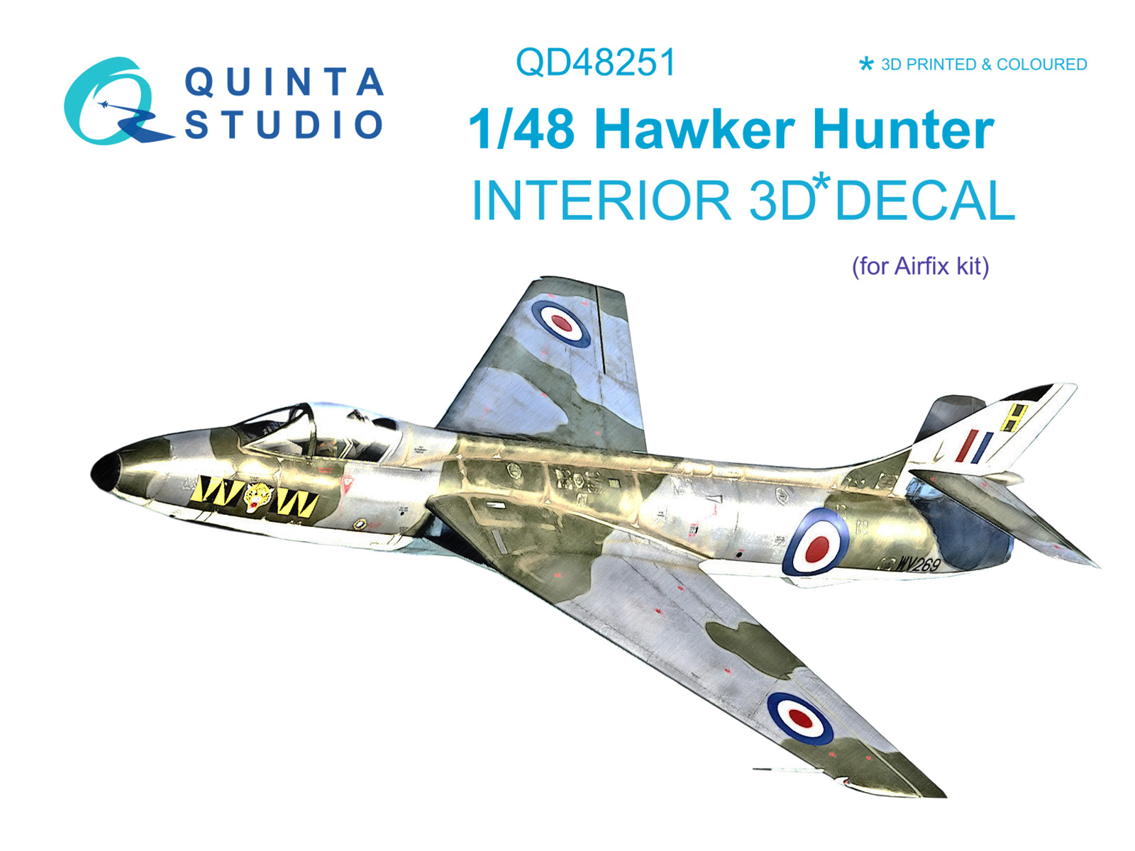 1:48 Hawker Hunter 3D-Printed & coloured Interior on decal paper (Airfix)