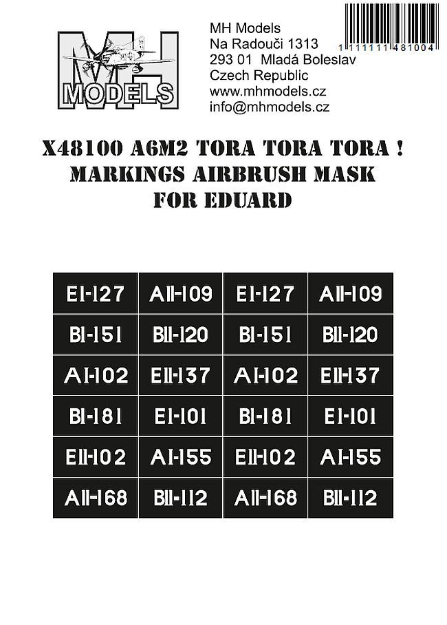 1:48 A6M2 Tora Tora Tora! Markings airbrush mask