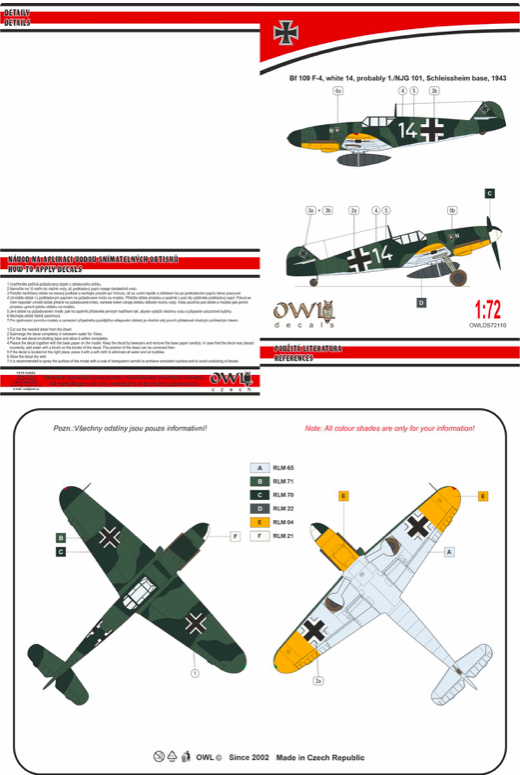 1:72 Messerschmitt Bf-109F-4 natchtjager white 14 NJG 101