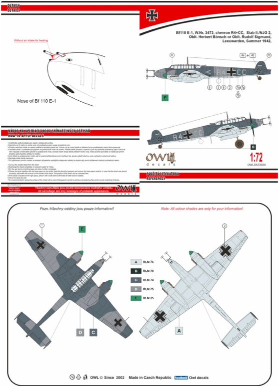 1:72 Bf-110E-1 with FuG 202 (R. Sigmund) R4+CC III./NJG 2