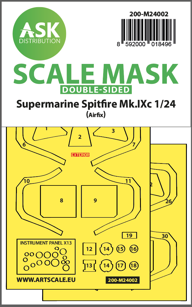 1:24 Spitfire Mk.IX double-sided masks for Airfix