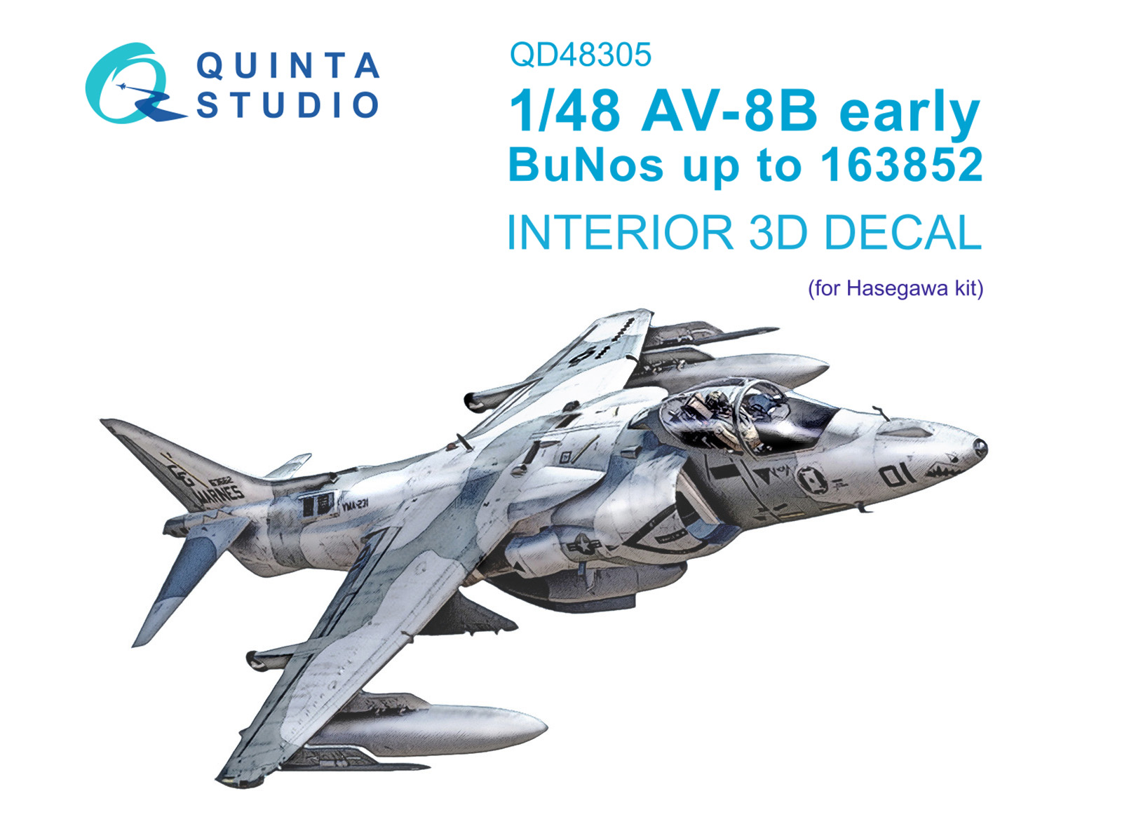 1:48 AV-8B Early 3D-Printed & coloured Interior on decal paper (Hasegawa)