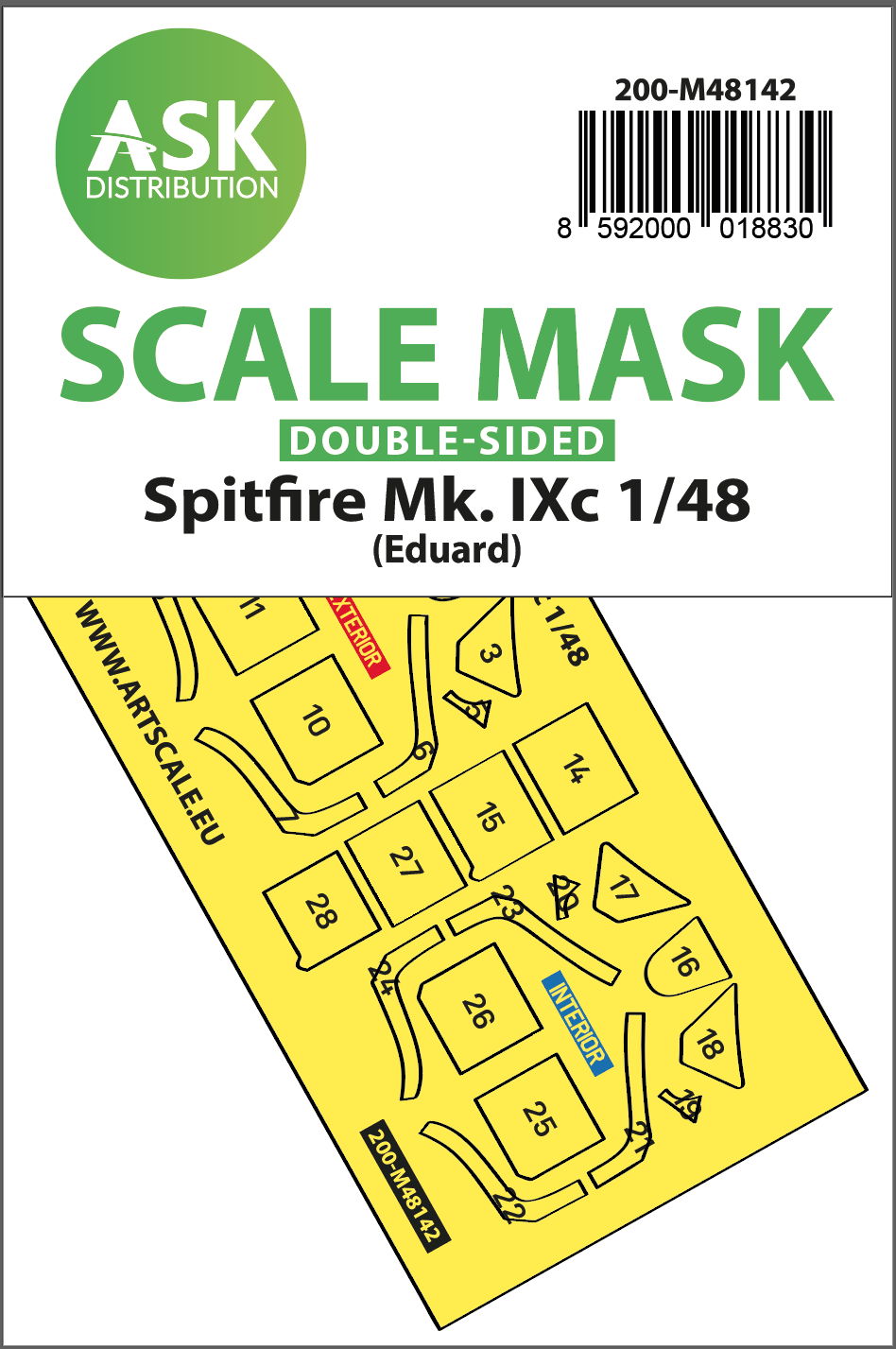 1:48 Spitfire Mk.IXc double-sided express fit mask for Eduard