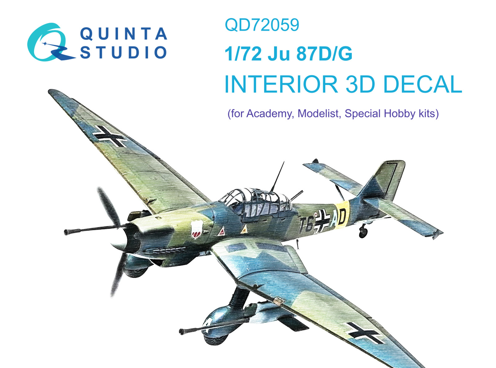 1:72 Ju-87D/G Stuka 3D-Printed & coloured Interior on decal paper