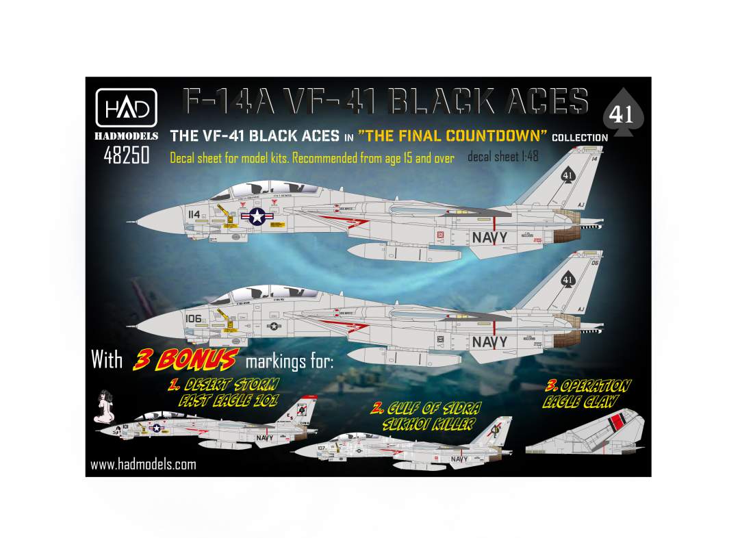 1:48 Decal F-14A VF-41 Black Aces
