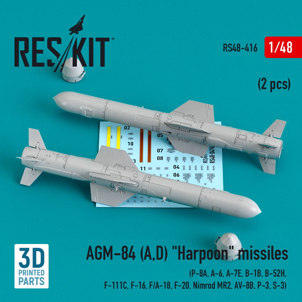 1:48 AGM-84 (A,D) Harpoon missiles (2 pcs) (P-8A, A-6, Vought A-7E, B ...