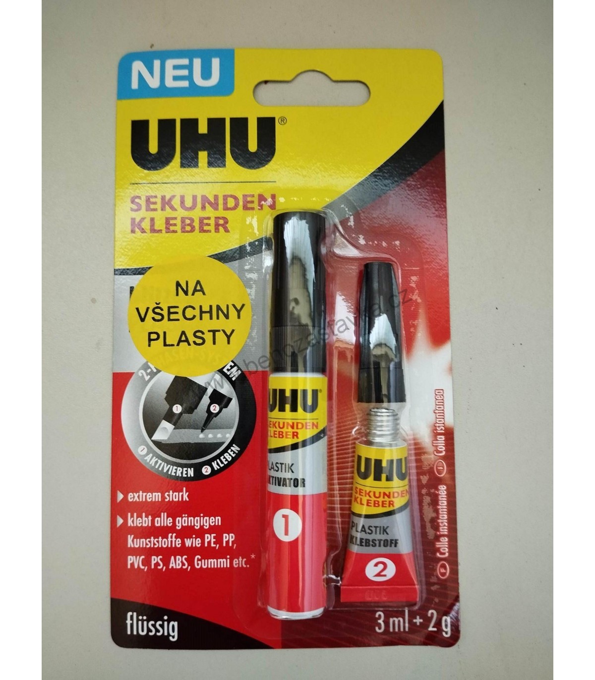 UHU Super Glue Plastik 3ml+2g