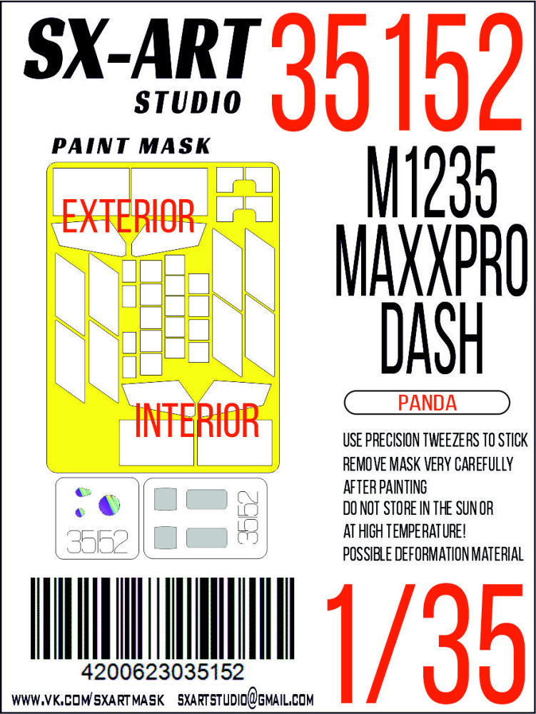 1:35 Paint mask M1235 MaxxPro Dash (PANDA)