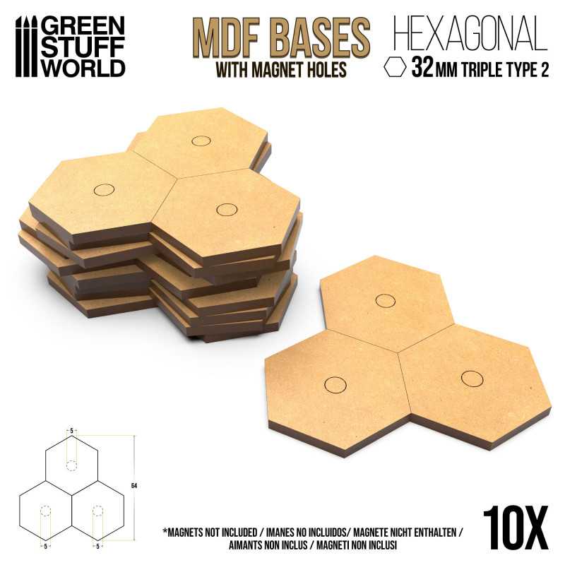 Triple Hex bases 32mm - Type 2