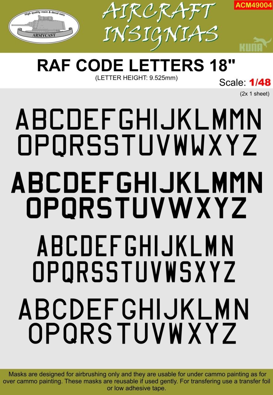 1:48 RAF CODE LETTERS 18
