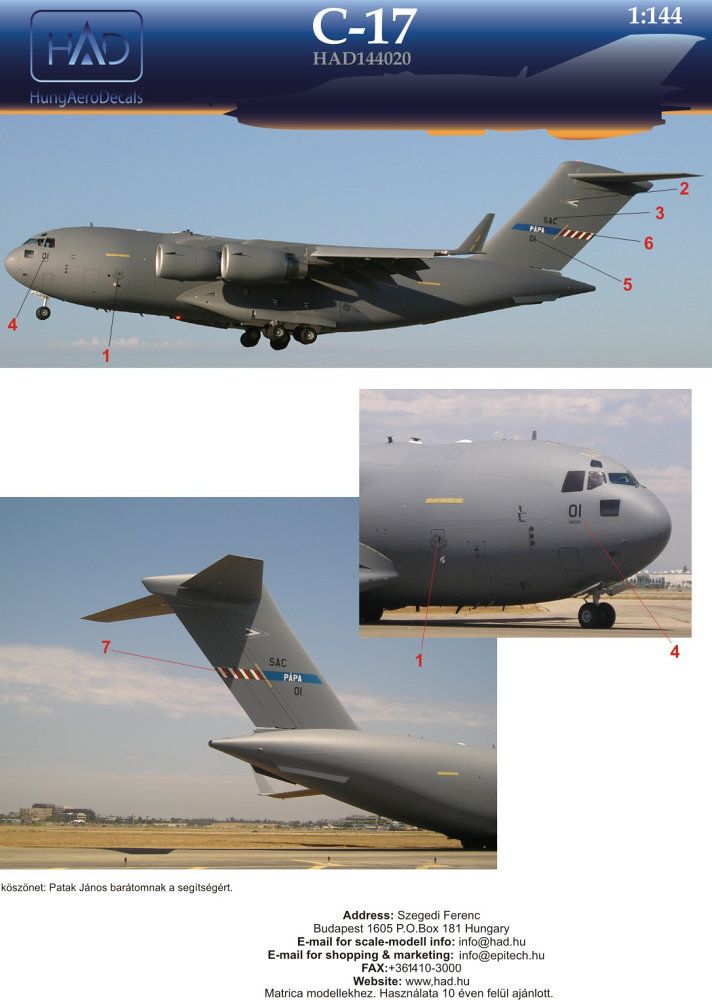 1:144 Decal C-17 (Magyar)
