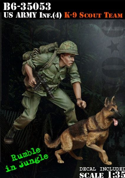 1:35 US Army Infantry (4) K-9 Team