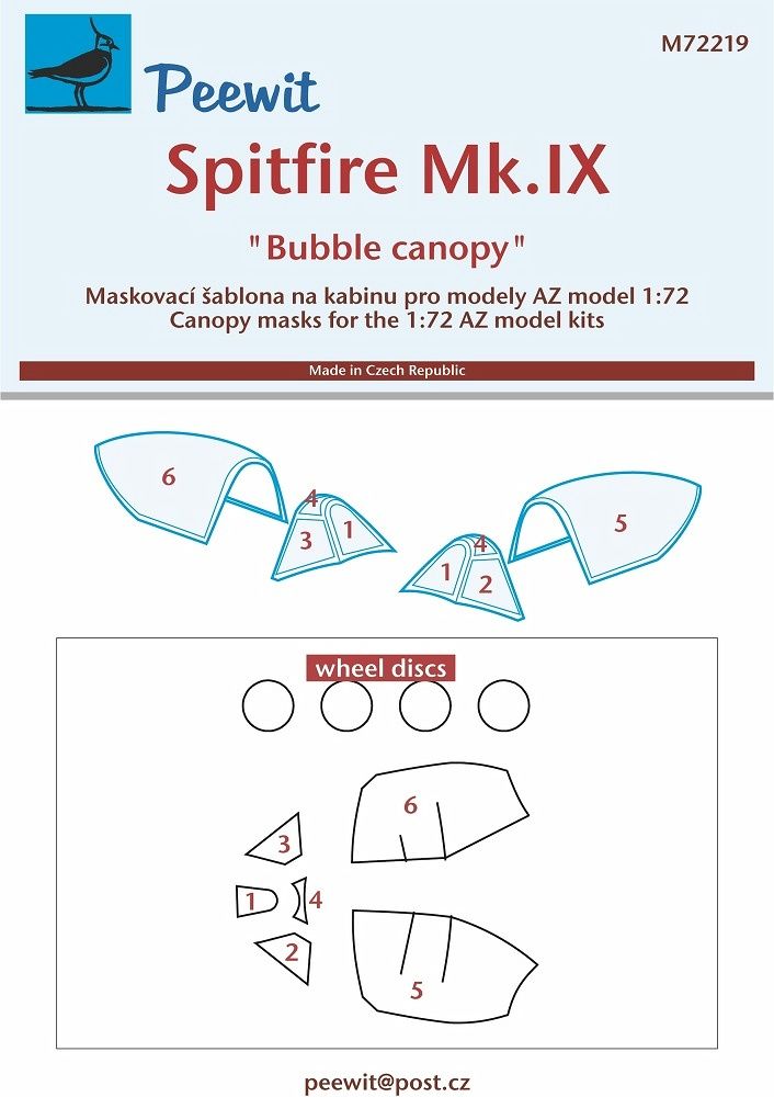 1:72 Canopy mask Spitfire Mk.IX Bubble canopy (AZ)