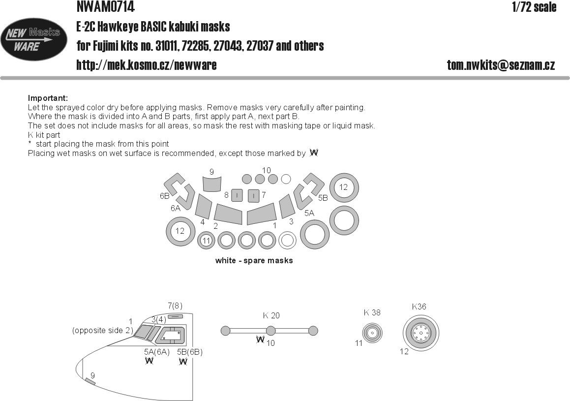 1:72 Grumman E-2C Hawkeye BASIC kabuki masks