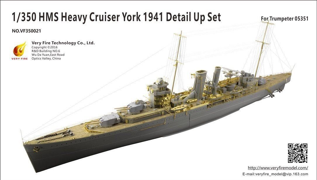 1:350 Detail Up Set for HMS Heavy Cruiser York 1941 (for Trumpeter 05351)