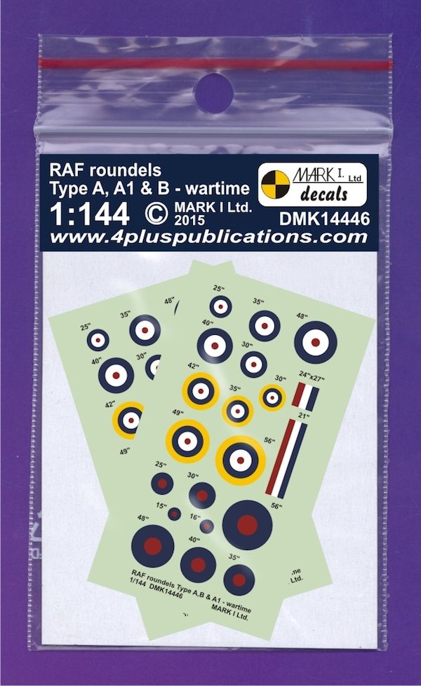 1:144 RAF WWII roundels Type A, A1, B, 2 sets