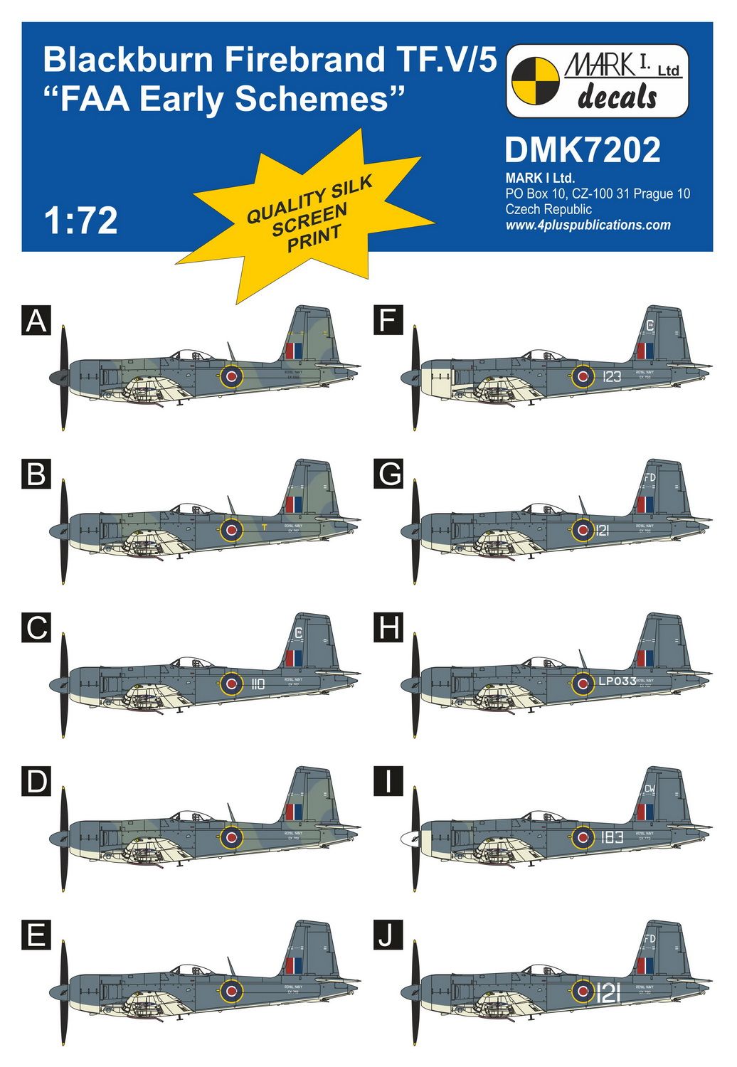 1:72 Blackburn Firebrand TF.V/Mk.5 "FAA Early Schemes" (10x camouflage ...