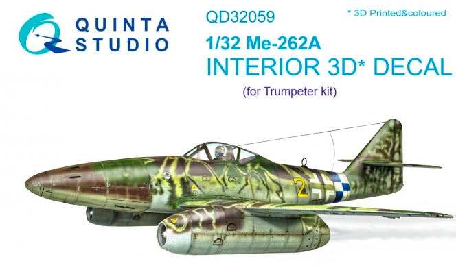 1:32 Me-262A 3D-Printed and coloured Interior on decal paper