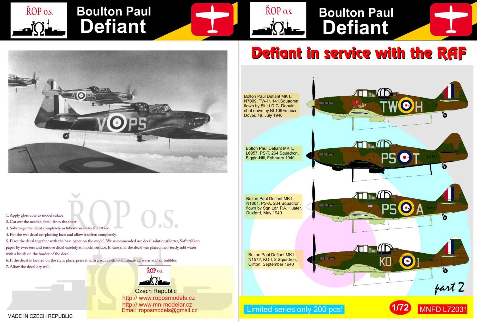 1:72 Boulton Paul Defiant - Defiant in service with the RAF