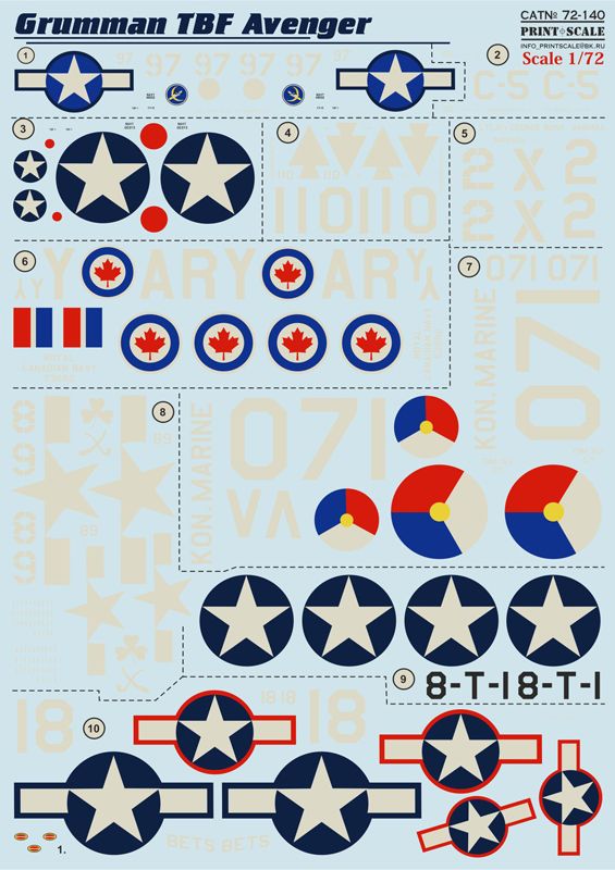 1:72 Grumman TBF Avenger (wet decals)