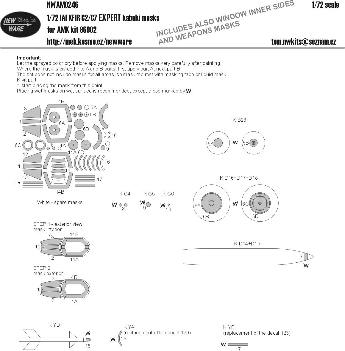 1:72 Kfir C2/C7 EXPERT kabuki masks