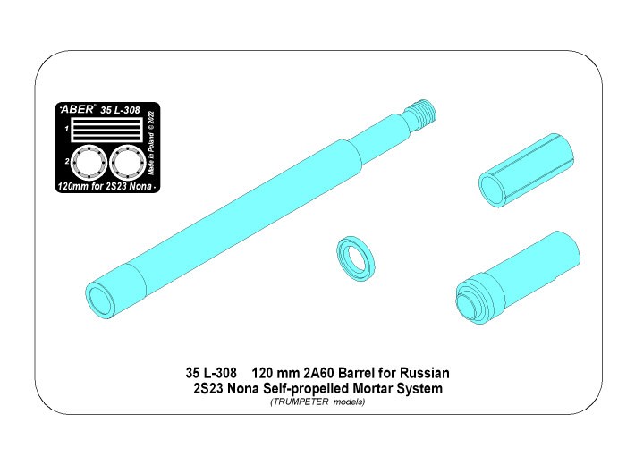 1:35 120mm 2A60 barrel for Russian 2S23 Nona
