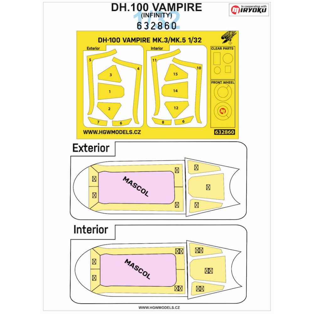 1:32 DH.100 VAMPIRE - MASKS