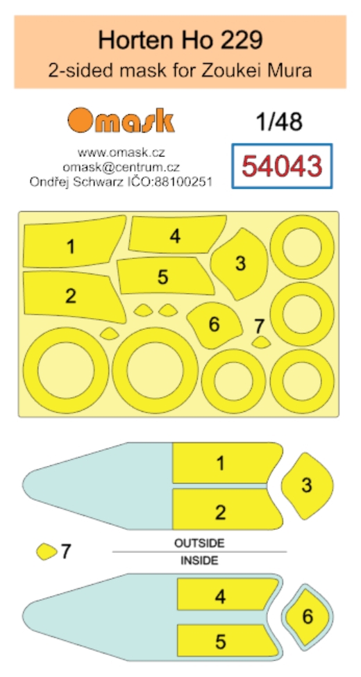 1:48 Horten Ho 229 double-sided mask (for Zoukei Mura)