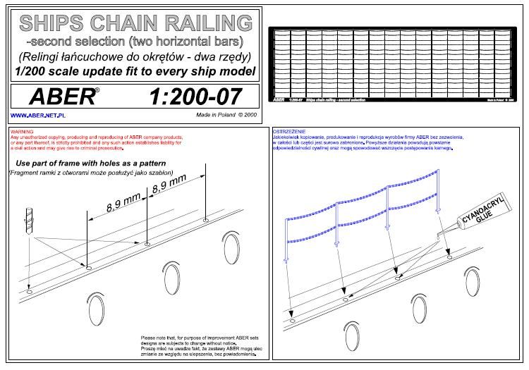1:200 Ship chain railing - second selection (two horizontal bars)