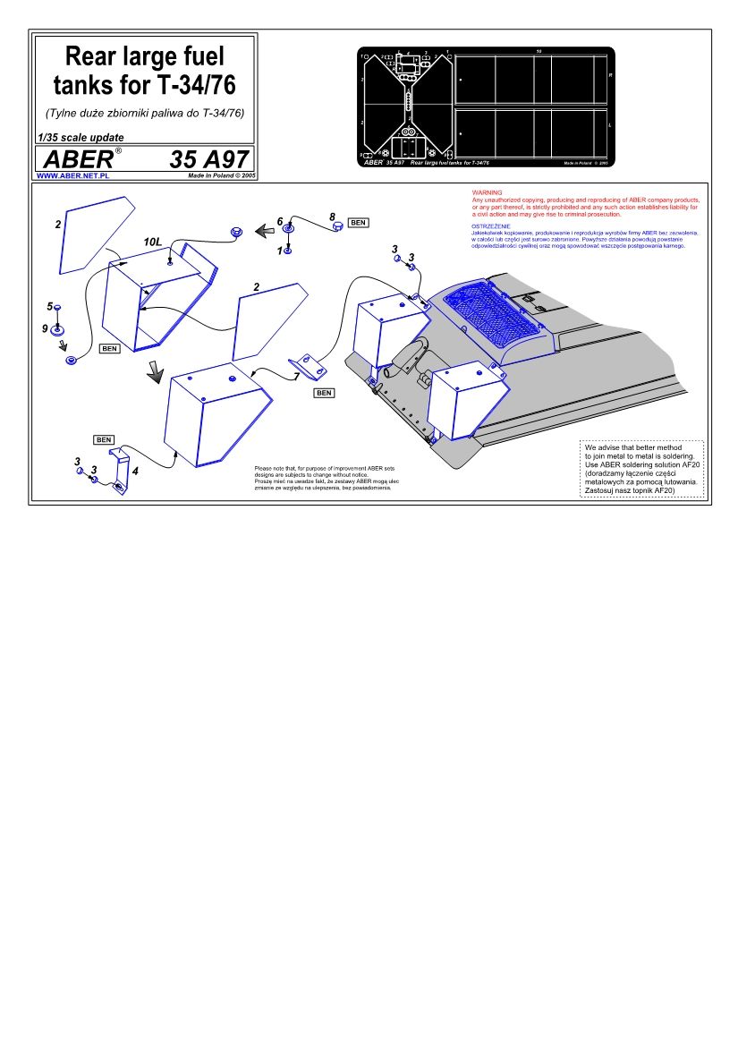 1:35 Rear large fuel tanks for T-34/76