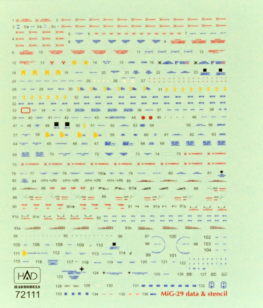 1:72 Decal MiG-29 Russian stencils