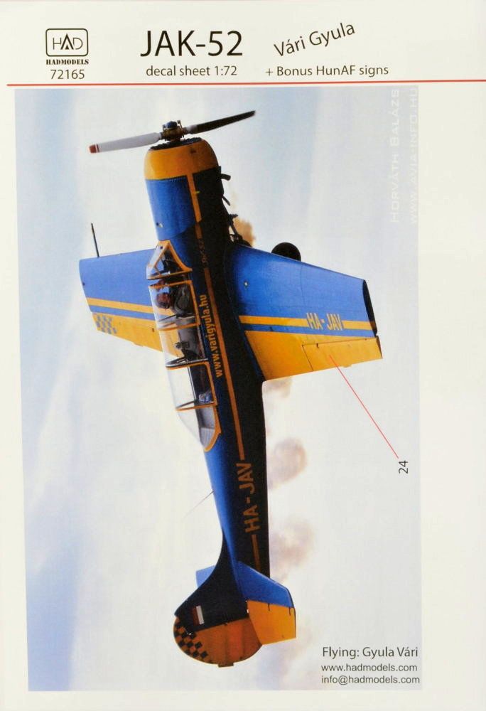 1:72 Decal Yak-52 Vari Gyula (+ HunAF signs)