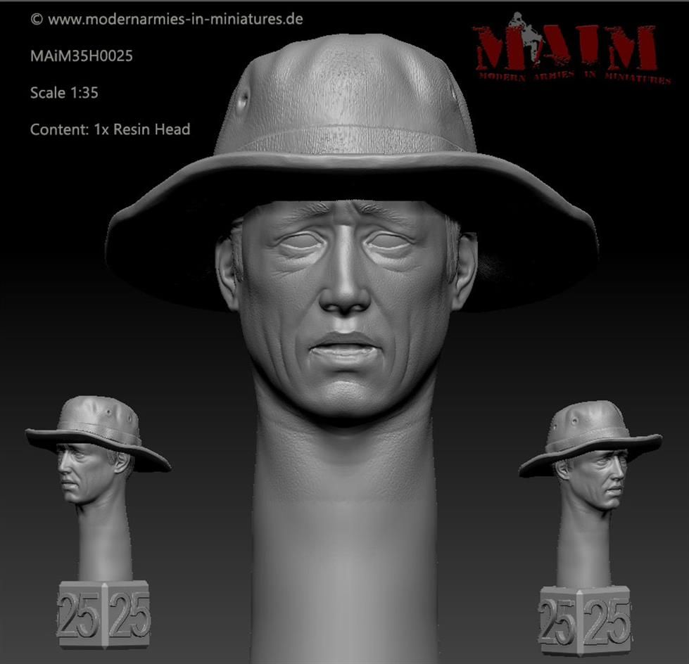 1:35 Modern German Head w/Tropical Hat - Shocked Impression #0025