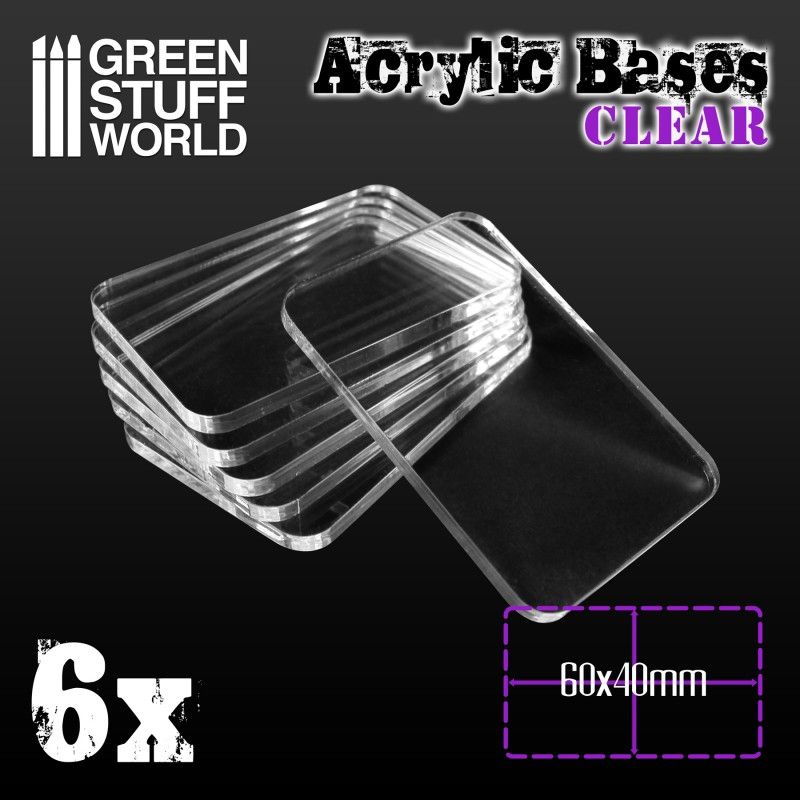 Acrylic Bases - Square 60x40mm CLEAR