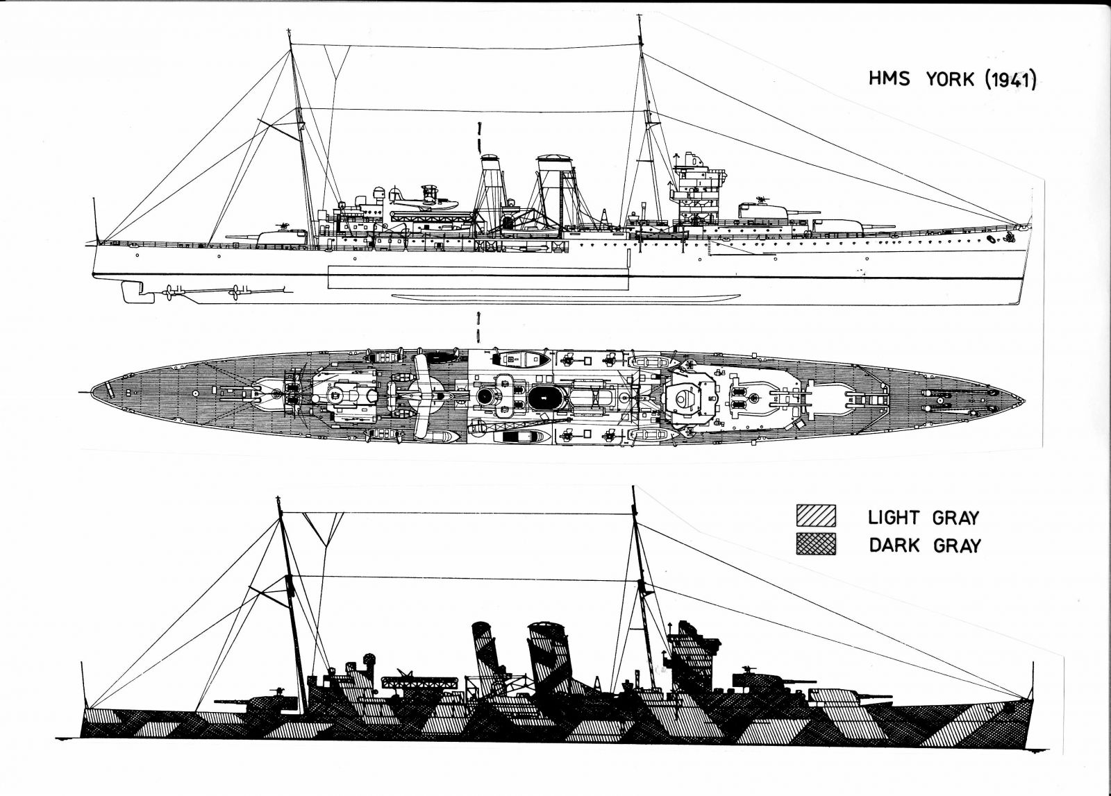 1:700 Heavy cruiser HMS York 1941