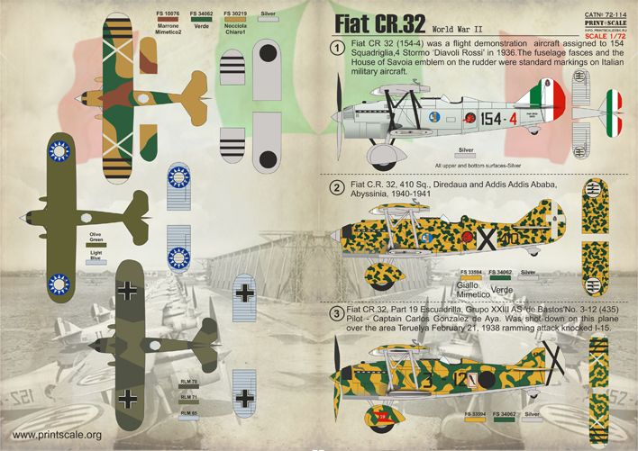 1:72 Fiat CR.32 WWII (wet decals)